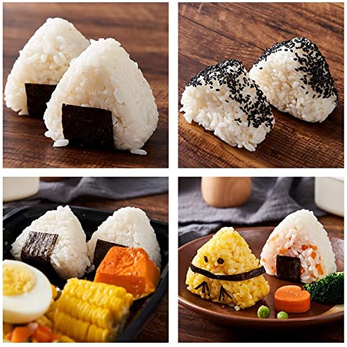 DIMVKA 2 Pack Onigiri Sushi Maker Mold Triangle Sushi Press (Large & Small), Non Stick Sushi Rice Making Kit with 1 Pack Small Rice Paddle