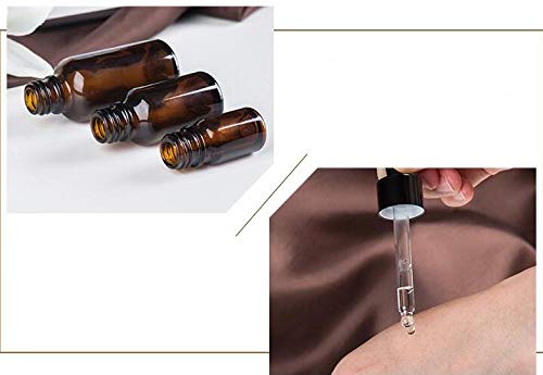QUUPY 3PCS Portable Amber Glass Graduated Scale Dropping Bottle Vials With Black Rubber Cap And Glass Dropper Pipette For Cosmetic Perfumes Essential Oils Liquids Storage