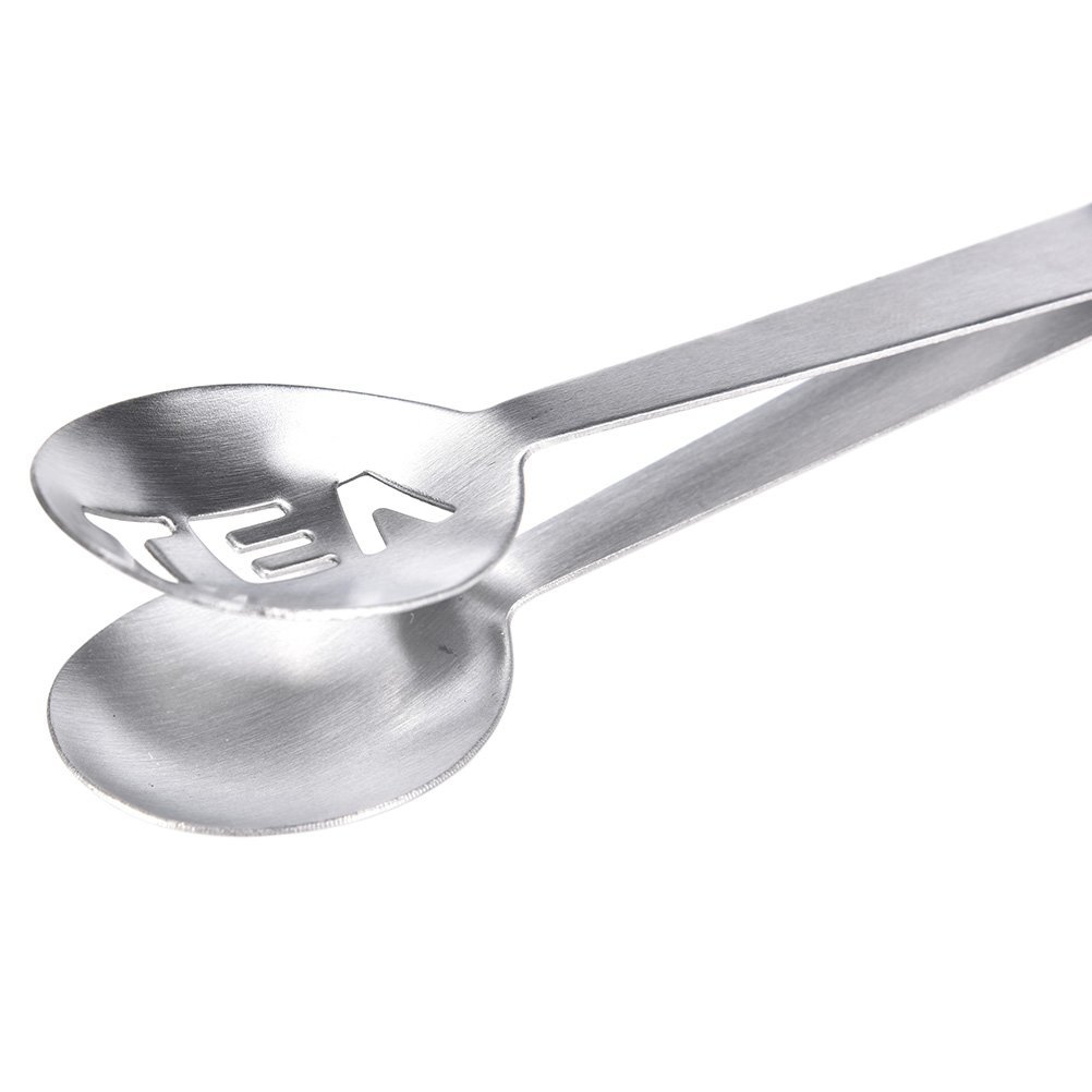 DINGJIN 2 Piece Stainless Steel Tea Tongs Teabag Squeezer Strainer Holder Grip Metal Spoon Mini Sugar Clip Kitchen Bar Tools