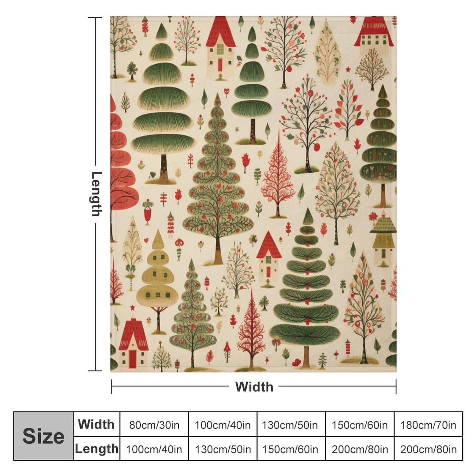 Throw Blankets Vintage Red and Green Christmas Trees Blanket Super Soft Cozy Rustic Style Nature Forest Blanket 40"x50" Couch Sofa Throw Blanket for Girls Birthday Valentines Gifts