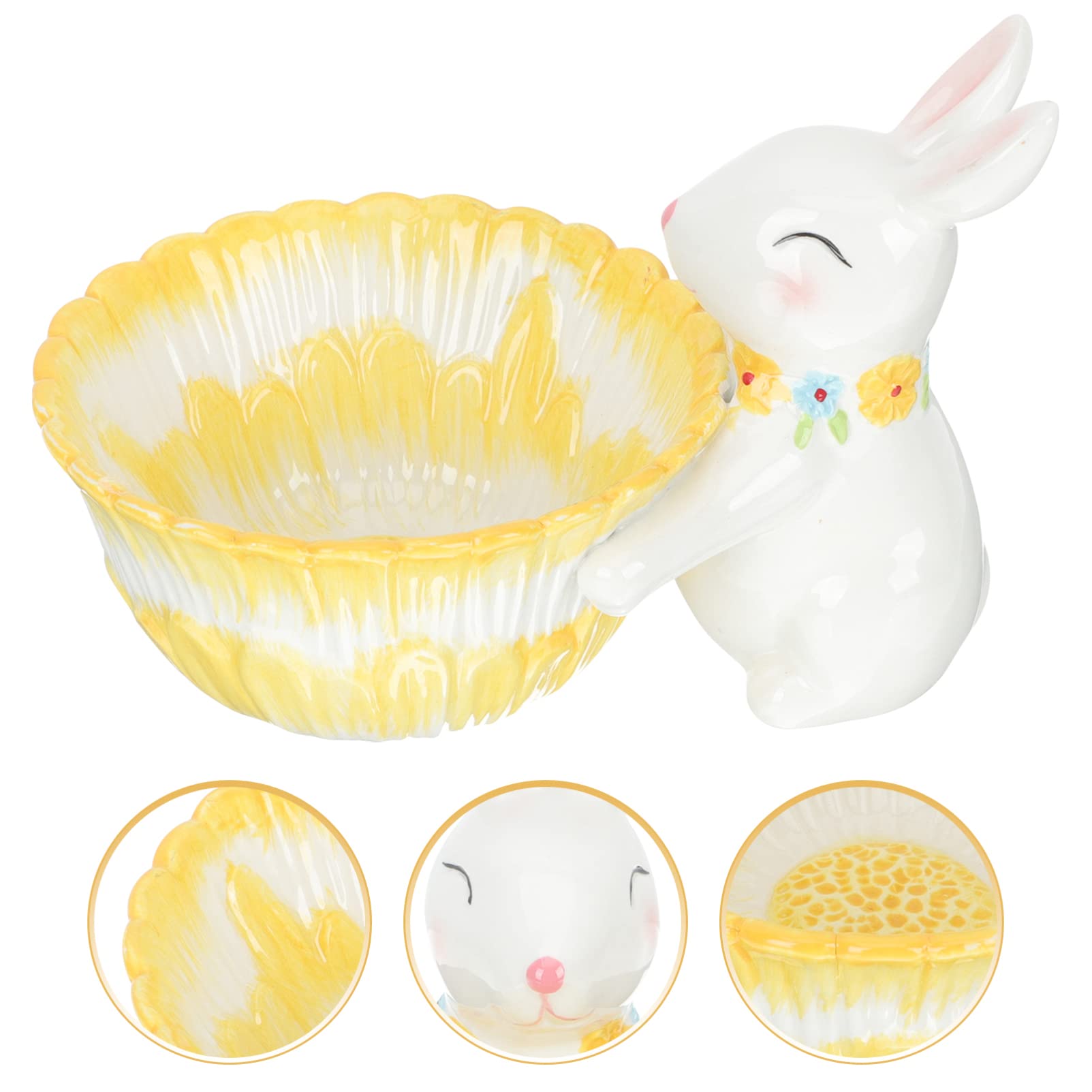 Amosfun Ceramic Food Bowl Easter Bunny Candy Dish Ceramic Easter Basket Easter Ceramic Rabbit Bowl Rabbit Salad Bowl Bunny Shaped Bowl Easter Party Tableware Breakfast Bowl