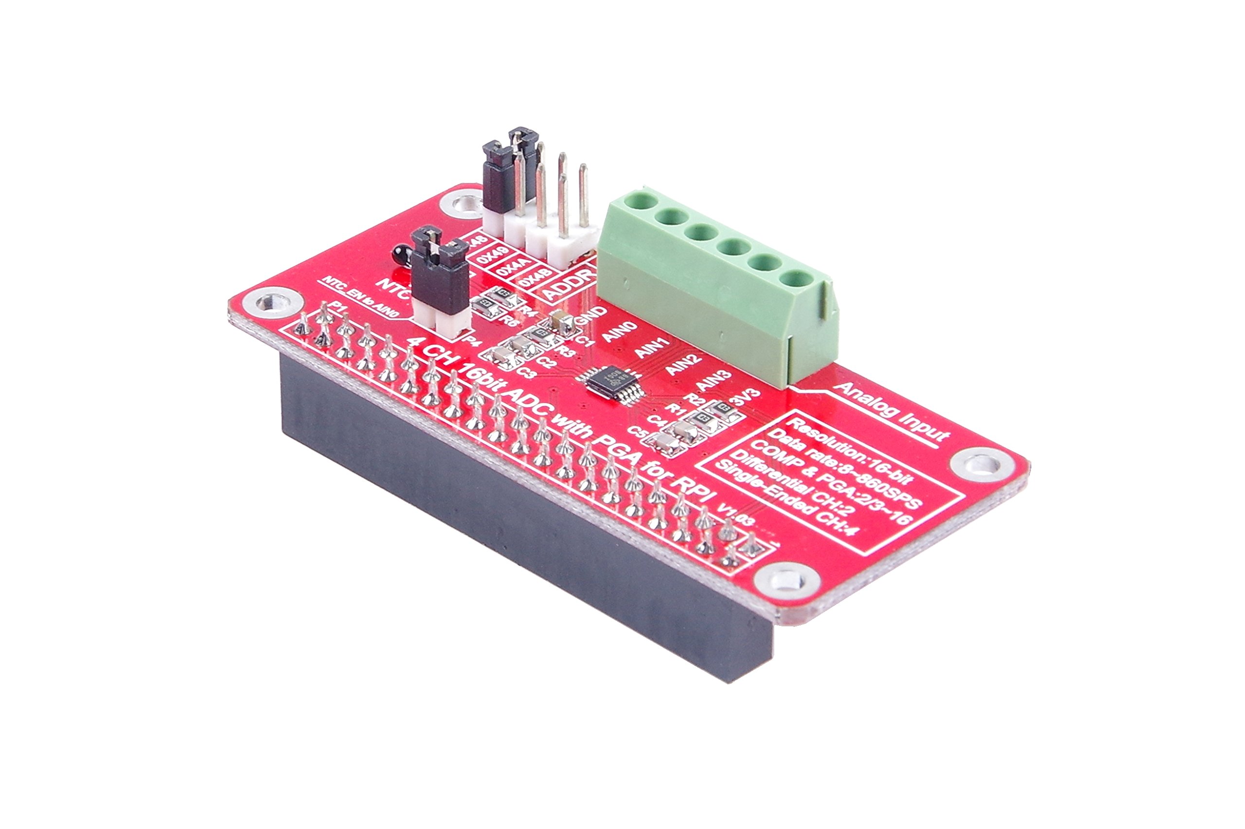 KNACRO 4-Channel 16Bit ADC with PGA for RPI Raspberry PI 16 Bits I2C ADS1115 Module ADC 4 Channel for Raspberry Pi 3/2 Model B/B+