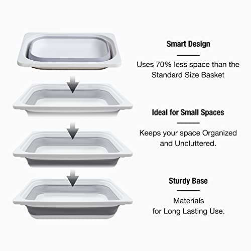 Beright Collapsible Storage Bin, Wash Basin Folding Dish Tub Sink, Space Saving for Dishing, Fruit, and Camping, Hiking and Home, 1 Pack, Grey, Small