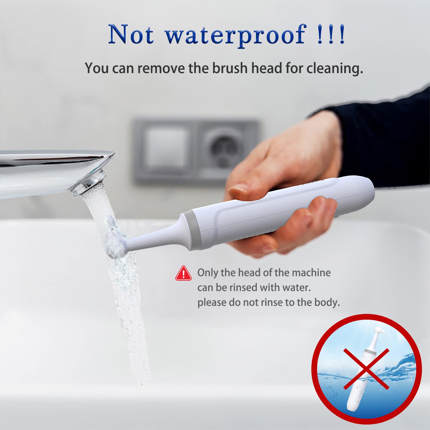 Akizbeir Electric Tooth Polisher, with 10 Replacement Heads, Household Dental Tartar Calculus Remover(White-Grey)
