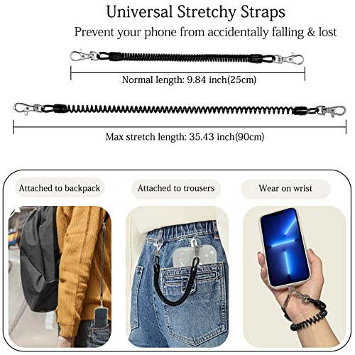 BERITNI Cell Phone Lanyard, Adjustable Length Crossbody Universal Nylon Phone Strap with Patch, Black