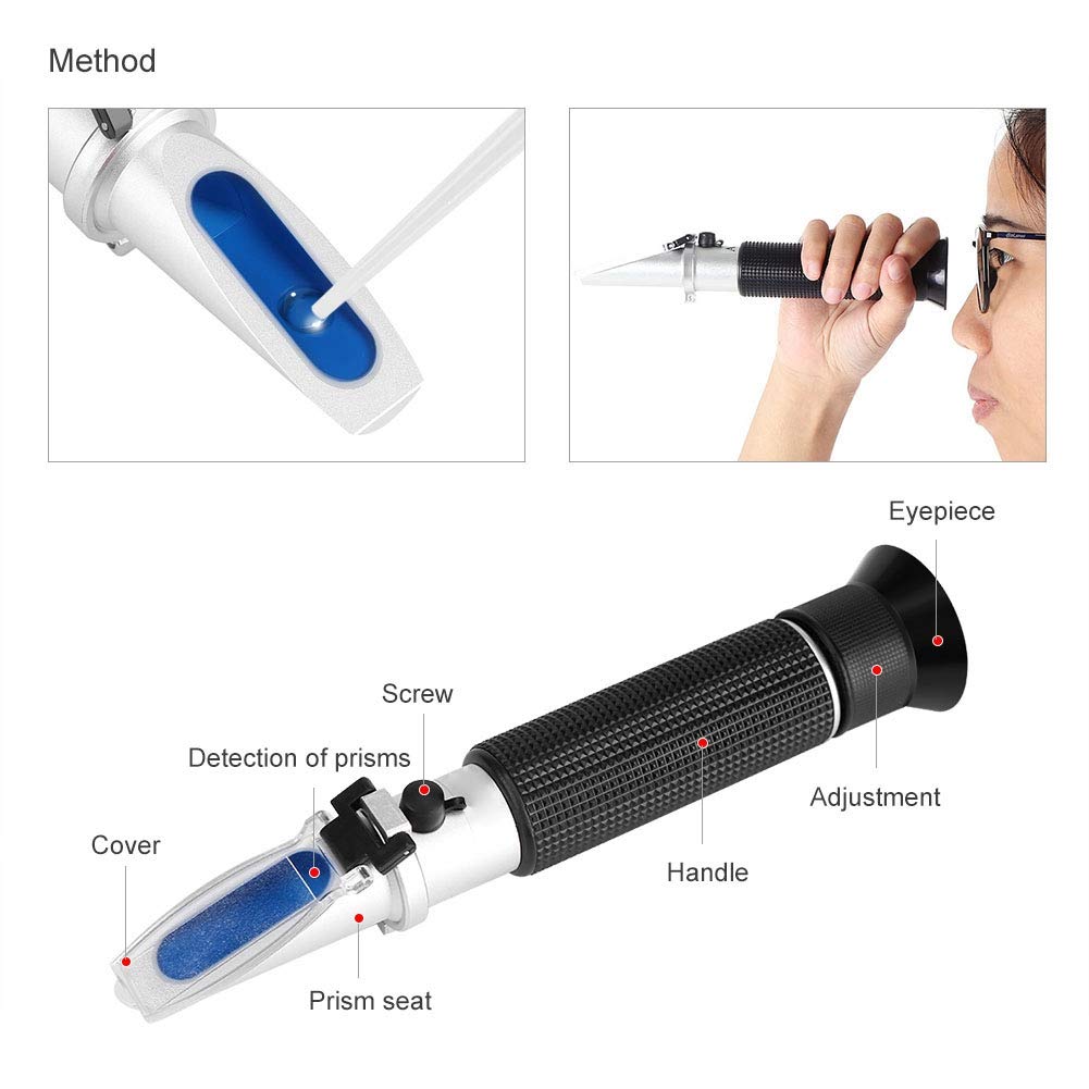 Alcohol Refractometer for Spirit Alcohol Volume Percent 0-80% Measurement, Hand Refractometer Alcohol Content Tester Meter, for Measuring Sugar Distilled Beverages Whiskey Brandy Wine