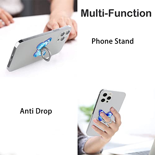 BF2JK Cell Phone Butterfly Finger Ring Holder 360 Degree Rotation Metal Ring Grip for iPhone Samsung Galaxy All Smartphone Mobile Cute Accessories(Blue Dark Blue)