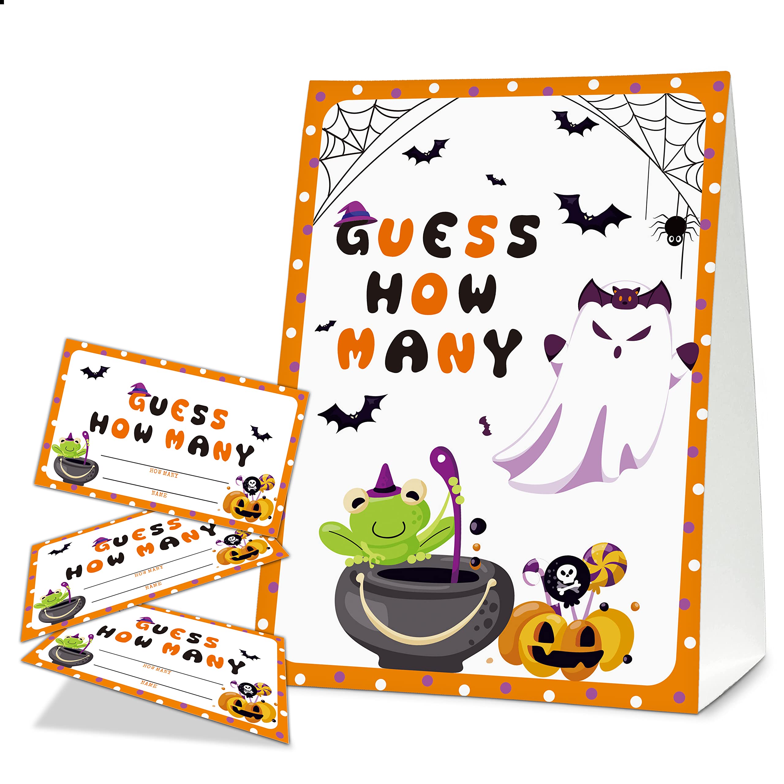 Halloween Bridal Shower Game Sign and Card, Halloween Guess How Many Party Game Set, 1 Sign With 50 Guess Tickets āLK-014