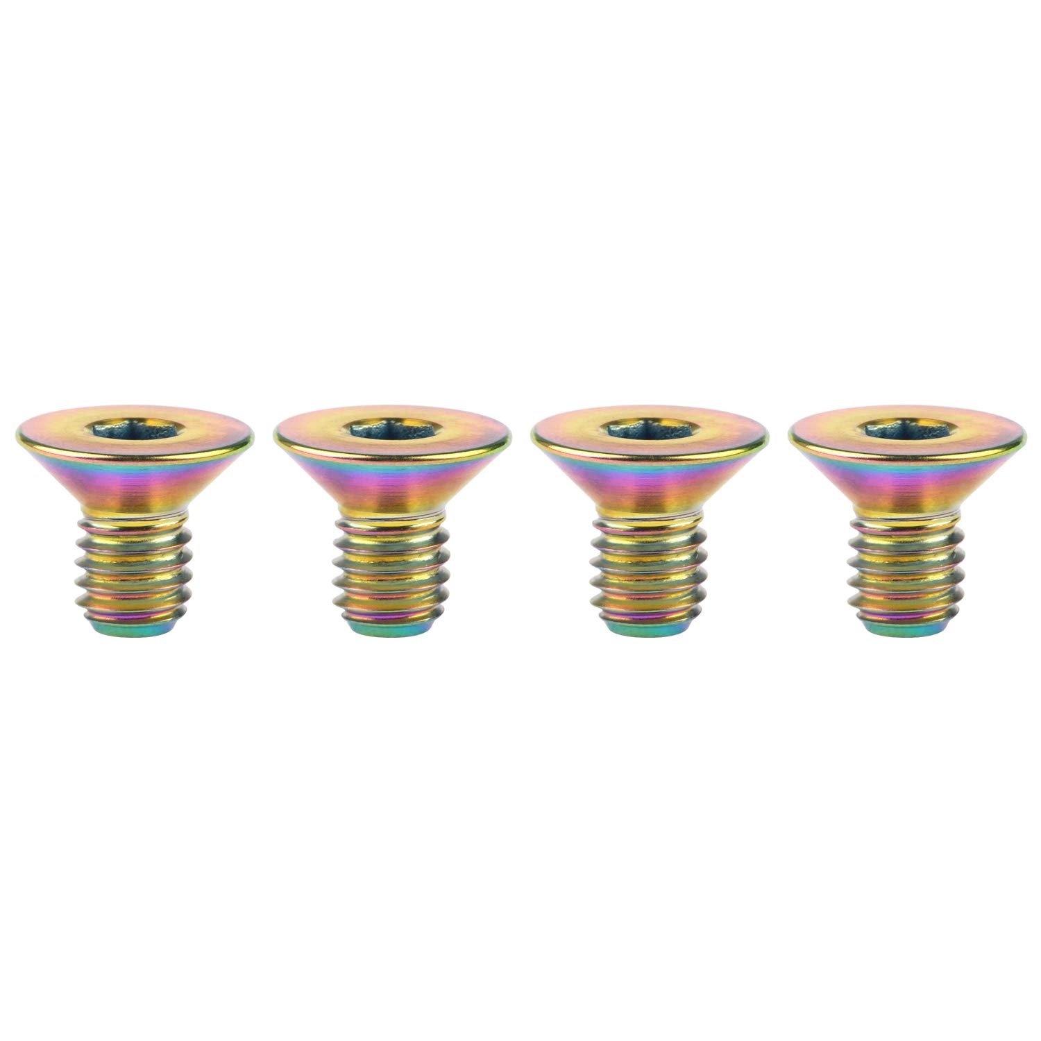 Wanyifa Titanium Ti M6x10 15 20 25 30 35 40 45mm Countersunk Flat Head Hex Socket Cap Screw Bolt pack of 4 (M6x10mm, Rainbow)