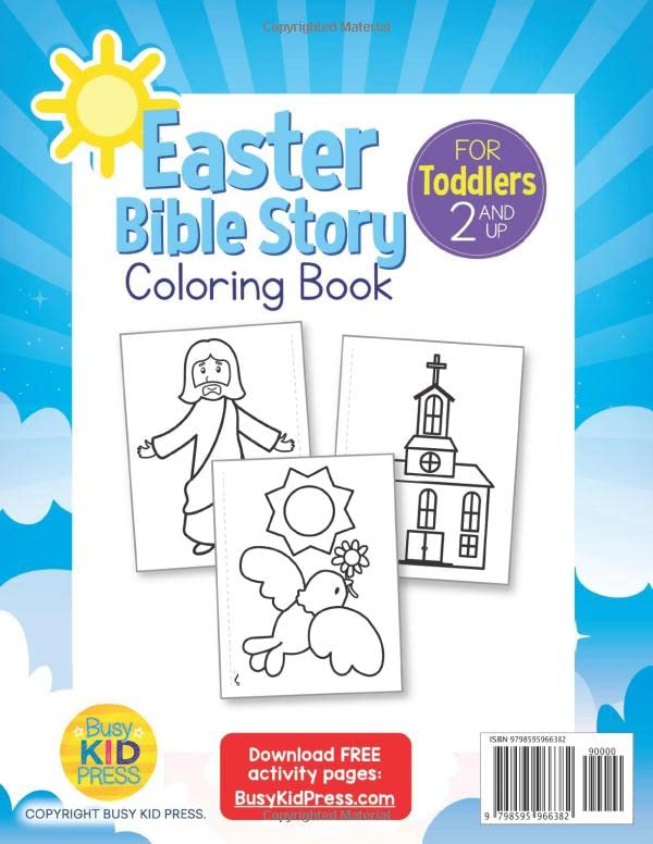 Easter Bible Story Coloring Book For Toddlers Ages 2+: Christian Religious Sunday School Gift for Kids