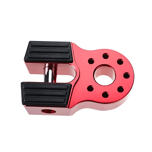 BTSHUB Winch Shackle, Flat Towing Hook Mount with Iron Pin & Rubber Guard, Universal Fit for Tow Haul Truck, ATV UTV Winch Lines Winch Hook(Red)