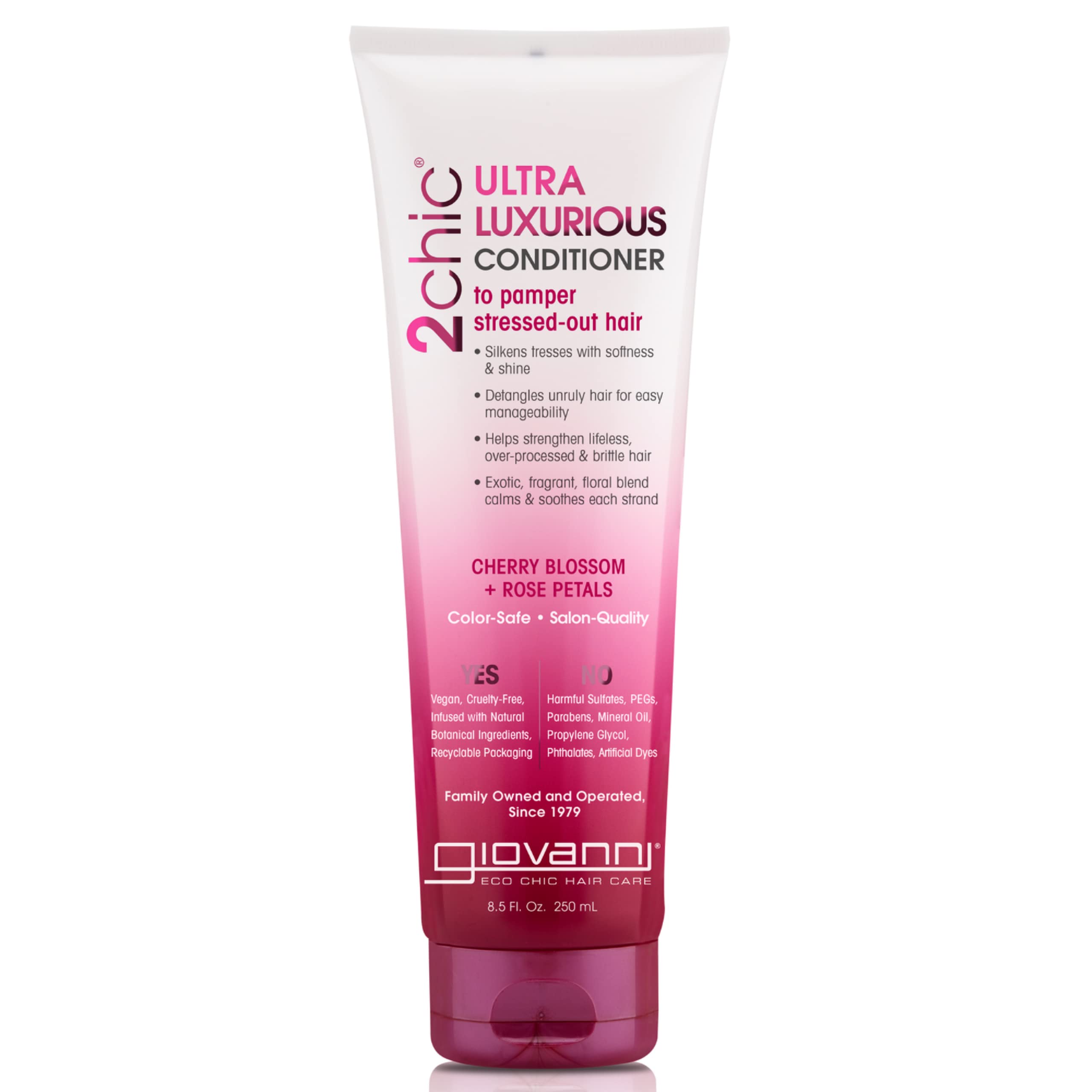 GIOVANNI 2chic Ultra-Luxurious Conditioner - Calms & Smooths Curly & Wavy Hair, Silkens Tresses, Strengthens Over Processed Hair, Helps Detangle, Color Safe, Cherry Blossom & Rose Petals - 8.5 oz