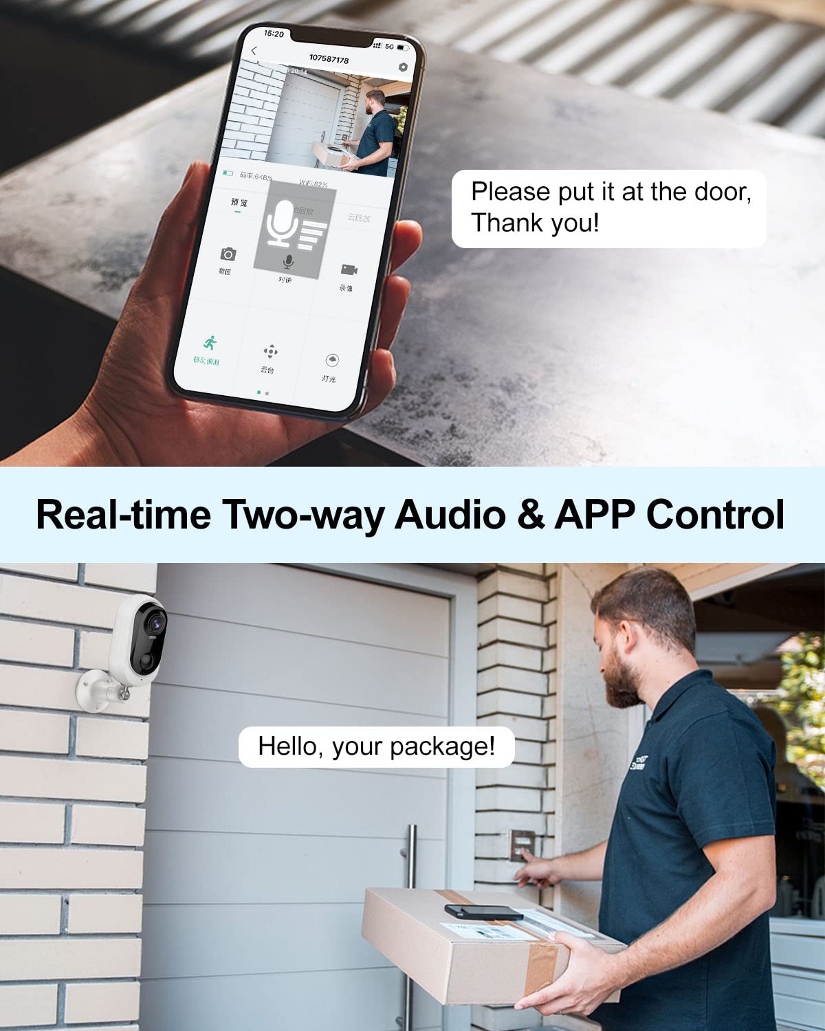BG ANGEL Security Camera Outdoor, Wireless 1080P Home Surveillance Cameras, WiFi Camera Rechargeable Battery Powered w/Color Night Vision, PIR Motion Detection Sensor, Siren Alarm, 2-Way Audio, IP65