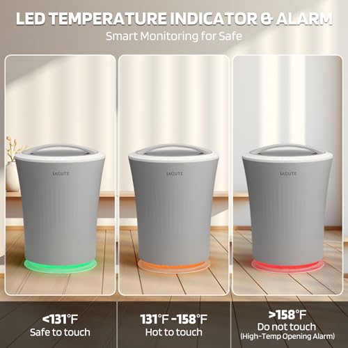 Lagute iSnug Towel Warmer for Bathroom, with 3-Level Timer, Warning Alarm RGB Light, Auto Shut-Off, 5.3 Gal Heating Bucket for Bathrobe, Blanket, Gray
