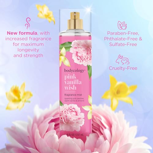 Bodycology Long-Lasting Fragrance Body Mist, Pink Vanilla Wish, 8 fl oz