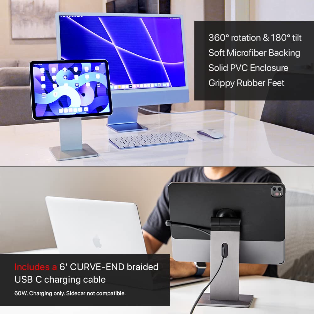 CharJenPro MagFlott V1.0 Magnetic Stand for iPad Pro 12.9β, iPad Air 13" M2 (2024). Gray. Successful Kickstarter Campaign. Includes 6β USB C Curved Cable.