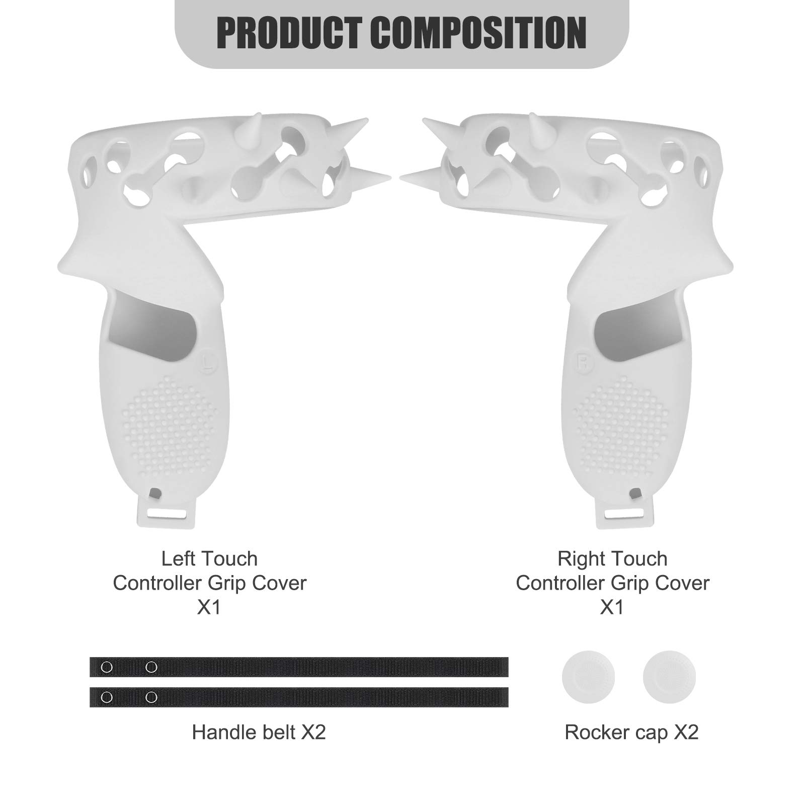 Esimen Grip Cover Face Silicone Cover for Oculus Quest 2 Knuckle Strap Set, Premium Silicone Protective Accessories Anti-Throw Sweatproof Lightproof – 3 Pack (White)