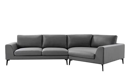 Cotoala 141inch Air Leather Sectional Sofa with Metal Legs, Huge Corner Wedge Design, Modern English Arm Couch for Living Room, Grey