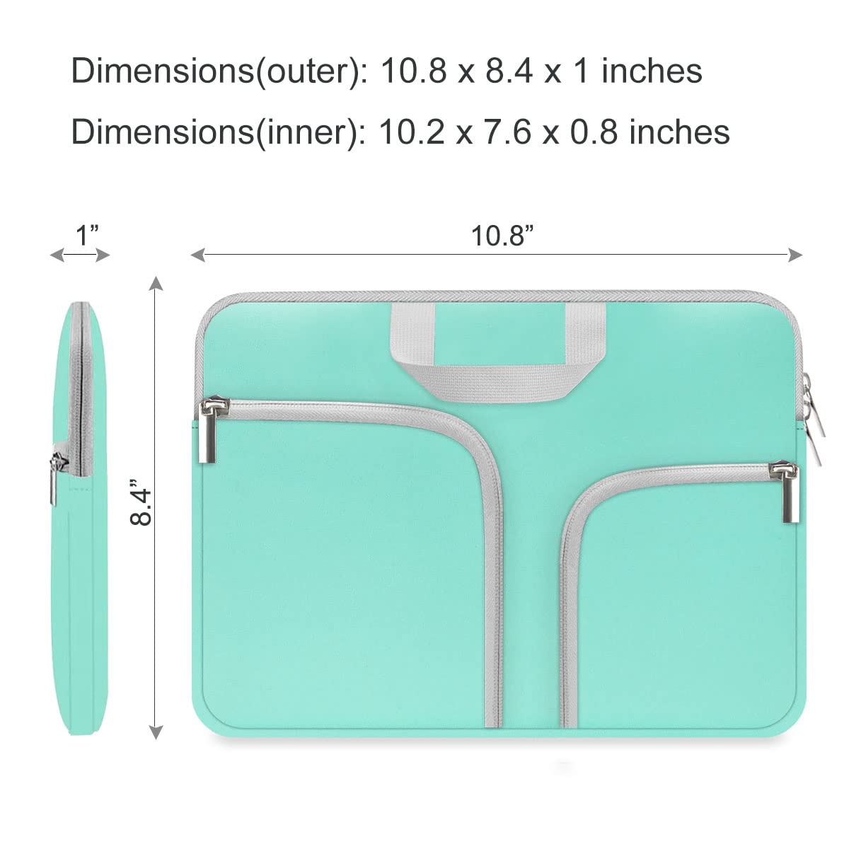 HESTECH 10 Inch Laptop Case with Handle,Tablet Sleeve Case Protective Cover Carrying Bag for Chromebook Duet 10.1"/11Inch IPad Air M2/9.7 10.5 11 Inch IPad Pro/Samsung Galaxy Tab 10.1 S6 Lite,Green
