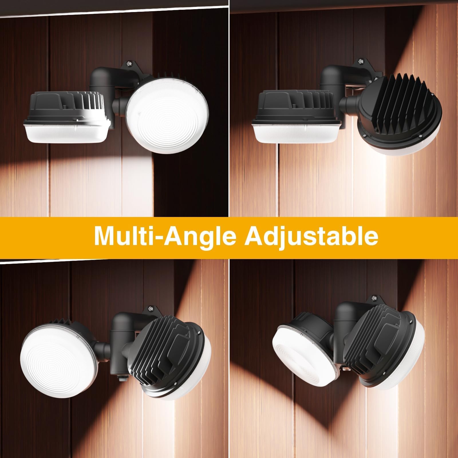 Onforu 100W LED Barn Light Dual-Head with Timer, Dusk to Dawn Outdoor Flood Lighting with Remote, 6500K Daylight 10000lm Adjustable Brightness, IP65 Waterproof Street Area Light for Yard Garage Barns