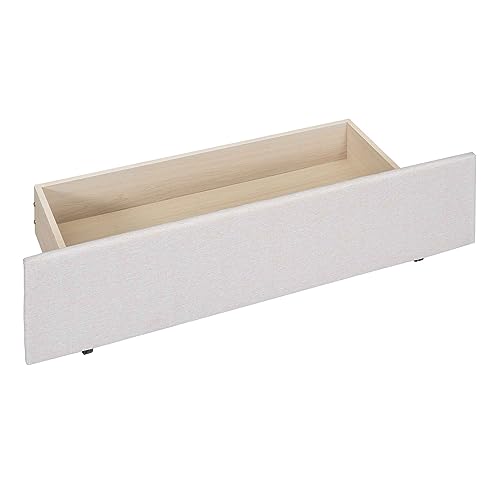 ATY Queen Size Platform Bed with 4 Storage Drawers & Classic Headboard, Upholstered Linen Bedframe, Save Space, Perfect for Bedroom,Livingroom,Guestroom, No Box Spring Needed, Beige