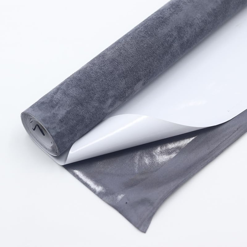 NASTASSA Microfiber Suede Fabric Self Adhesive Car Wrapping Film Imitation Leather Decorative Trims for Headliner Car Seat Center Console (Black), AF0855