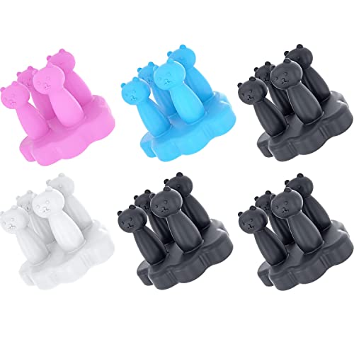 6 Pack Silicone Toothbrush Holder, Cute Bear Toothbrush Hook Multi-Function Hooks Colorful Single Toothbrush Hook for Hanging Bathroom Kitchen Living Room Office