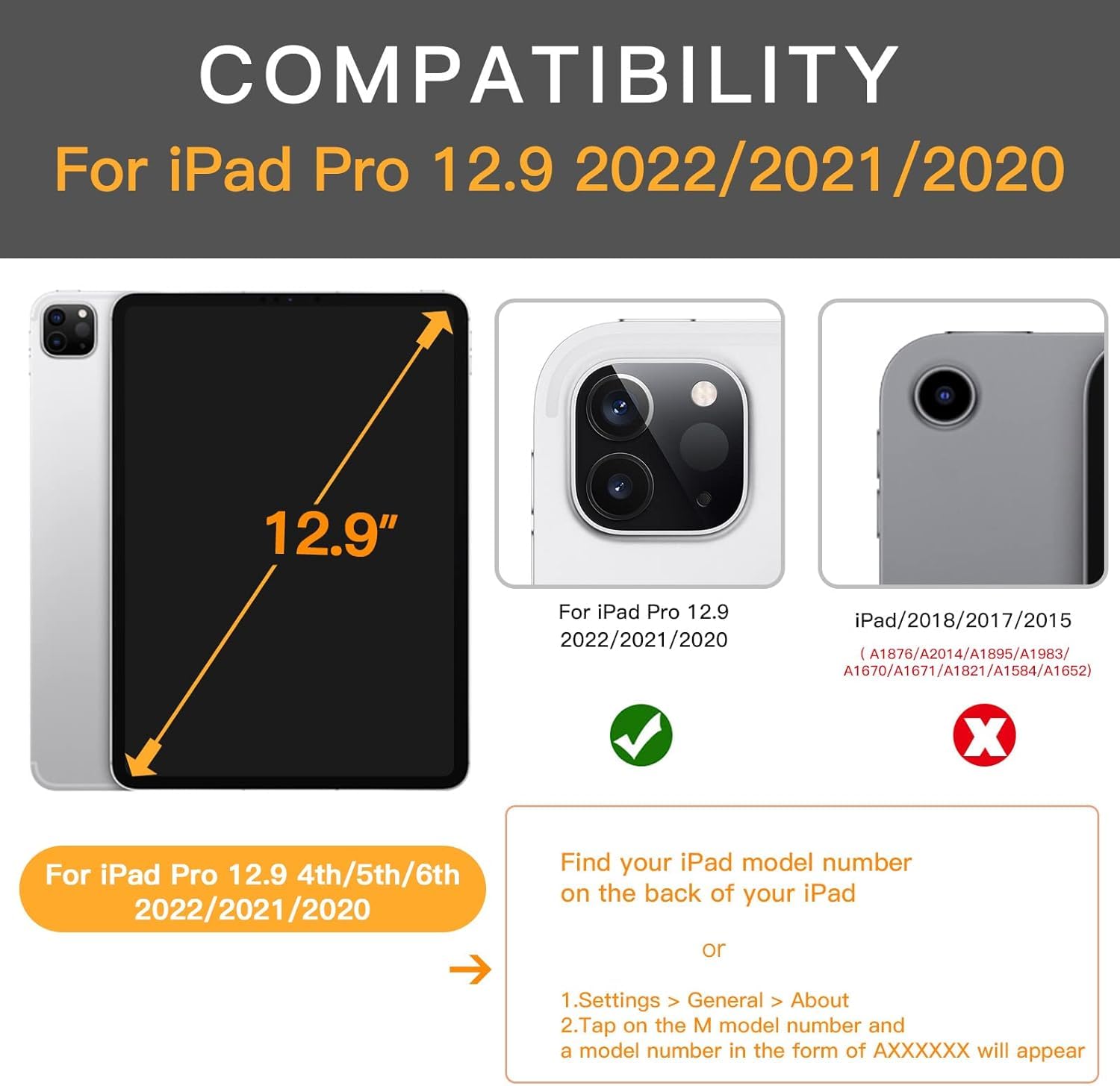 ZtotopCases for New iPad Pro 12.9 Inch 6th/5th/4th Generation 2022/2021/2020, [6 Magnetic Stand Angles] Protective Cover with Pencil Holder, Auto Wake/Sleep, Black