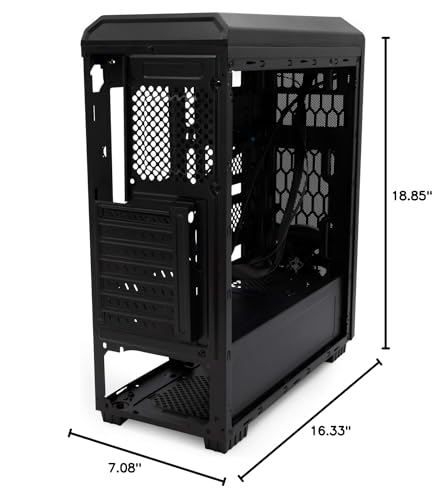 YEYIAN Blade 2101 Gaming PC Case, Acrylic Mid Tower ATX/Micro ATX, LED Fans, SPCC Chassis, Metal Mesh Air Flow, 3 USB/Audio Ports, 16.33"x7.08"x18.85", ROHS CE Certified, Black