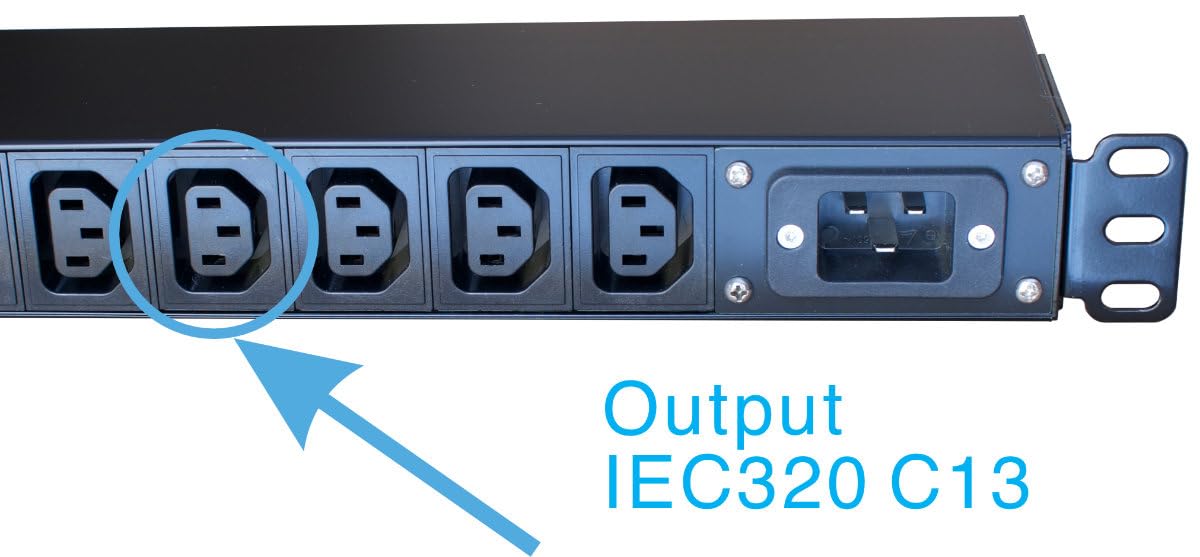 WatchfulEyE WTH-CS/PDU-C13-E (US121052E) Heavy Duty Metal 1U Rack Mount PDU, Inlet C20 20A 120/240V Open end (Without Extension Cord), Outlet C13 x10 Ports