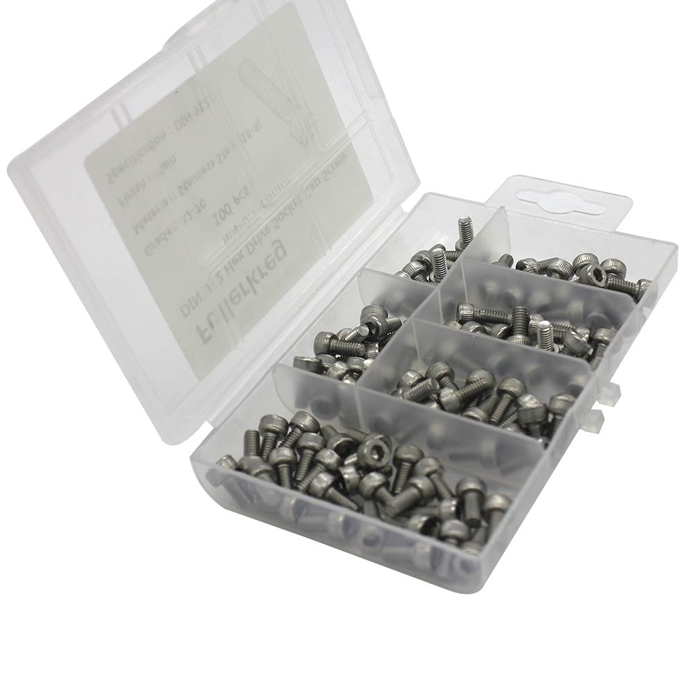 Fullerkreg 0.8mm Pitch M5 x 10MM Socket Head Cap Screws, Allen Socket Drive, Din 912, AISI 304 Stainless Steel (18-8), Full Thread, Bright Finish, Machine Thread, Quantity 50