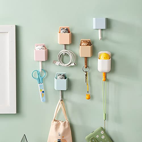 BestAlice 4 Pcs Creative Adhesive Coat Hook, Cute Pet Hooks Wall Mounted, Cute Coat Wall Hooks for Hanging, Heavy Duty Self Adhesvie Hooks for Coat Key Scarf Hat Bag, Home Decor Hook