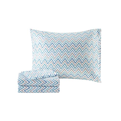 Intelligent Design Toren Complete Bag Tufted Embroidered Comforter with Sheet, Season Bedding Set, Full, Aqua
