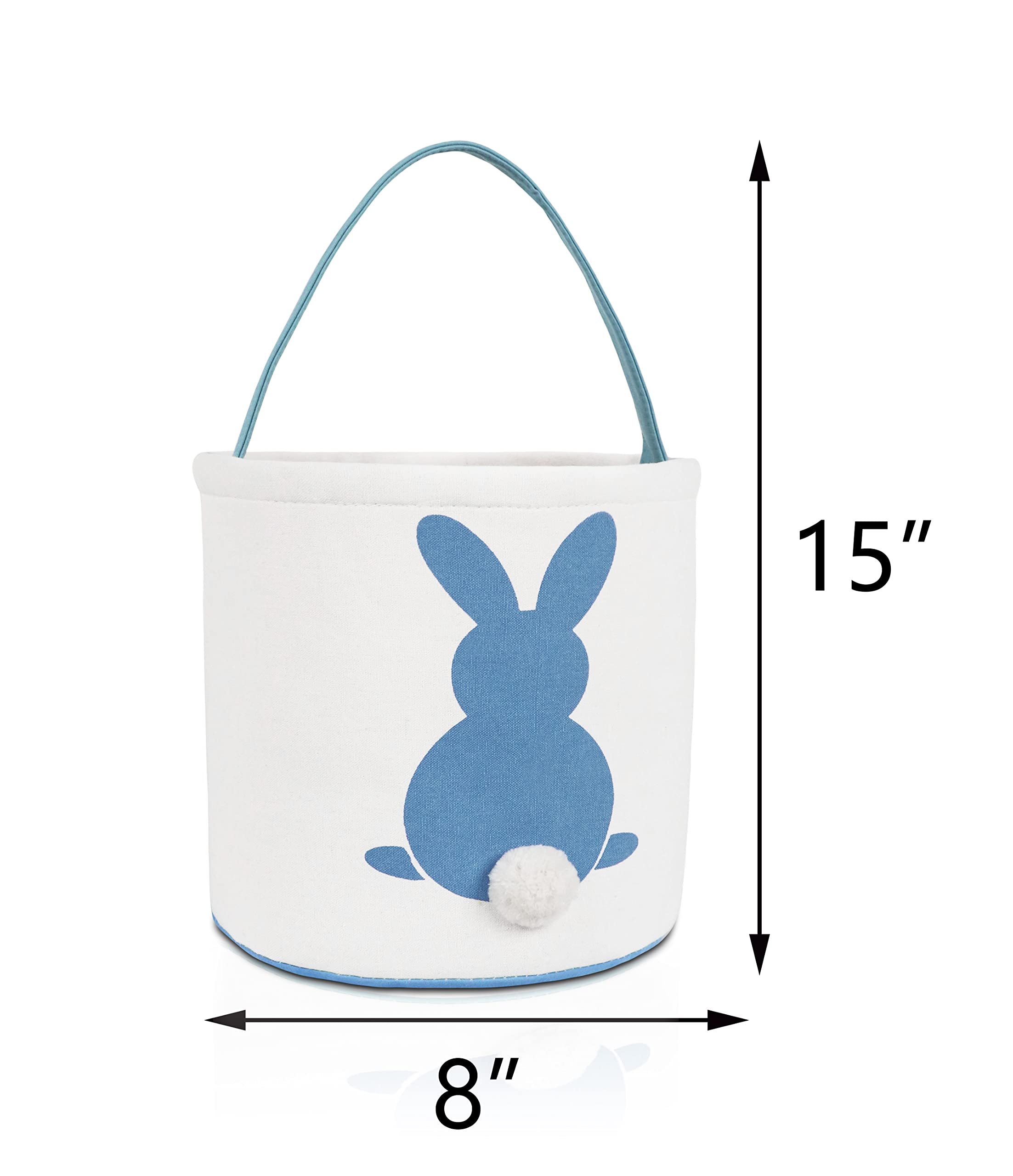 MONOBLANKS Easter Bunny Basket Bags, Rabbit Bucket Tote for Easter Egg Hunts Decorations Candy Gifts Storage (Blue)