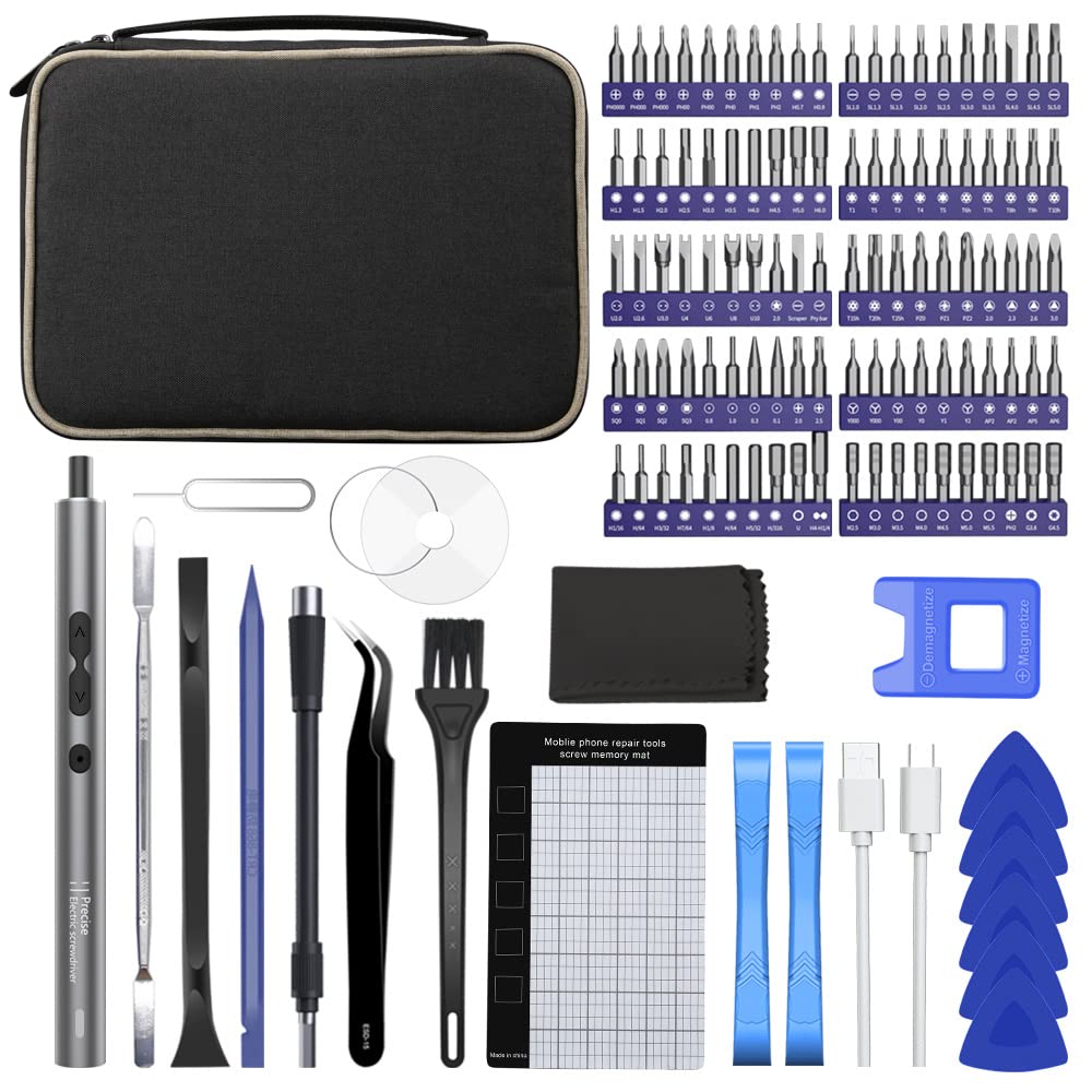 Mini Electric Screwdriver Set, SOONAN 120 in 1 Small Portable Cordless Power Screwdriver Set with 100 Precision Bits & LED Light & 20-bit Tool Set Handy Repair Tool for Phone Watch Camera Laptop