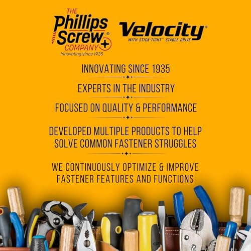 Velocity Interior 1 1/2 Inch Wood Screws DIY Pack (Size #6, 200 Pcs) – Zinc and Yellow Coating, Stick-Tight Technology, Screw for Wood Working with PSD ACR Driver Bit