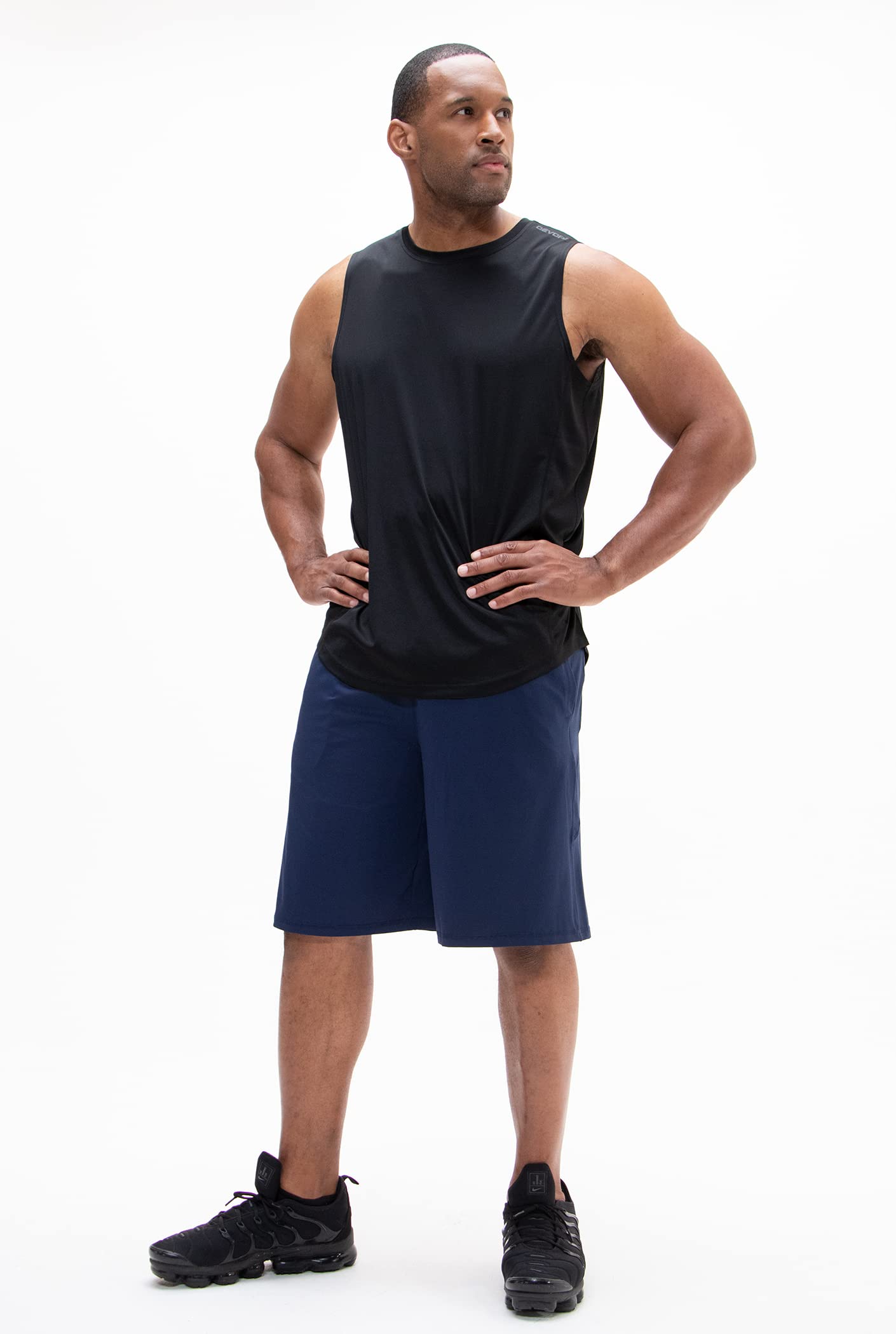 DEVOPS Men's 2-Pack Loose-Fit 10" Workout Gym Shorts with Pockets (Medium, Black/Navy)