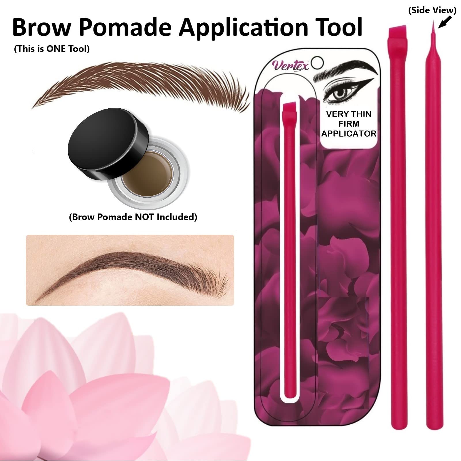 Eyebrow Pomade Tool For Stamping Hair Like Strokes With Brow Tint To Fill Brows For Angled Brow Brown Black | Razor Thin Edge Makeup Spatula For Cosmetic Pallette Liquid Concealer Foundation Eyeliner