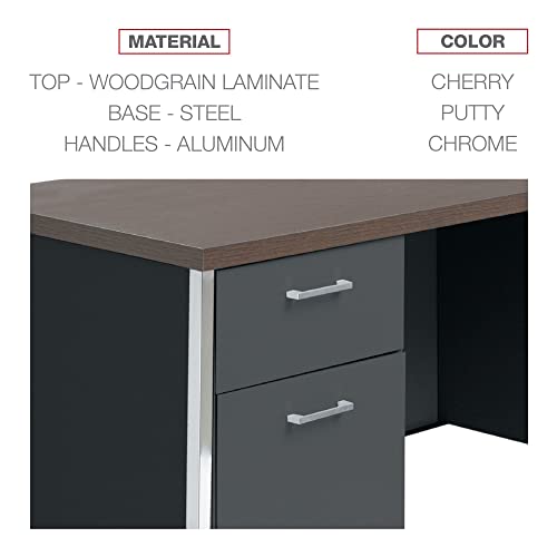 Alera ALESD6030BM 2-Pedestal 60 in. x 30 in. x 29.5 in. Steel Desk - Mocha/Black