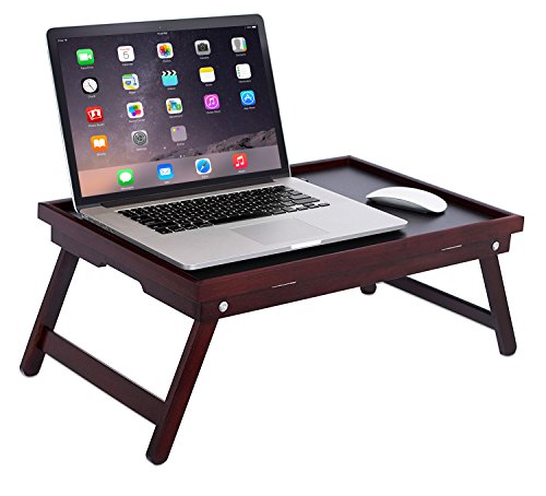 BIRDROCK HOME Bamboo Lap Tray with Black Top - Work from Home - Foldable Breakfast Serving Bed Tray - Lap Desk with Wide Tilting Top - Laptop Computer Stand for Couch Bed Chair - TV Tray