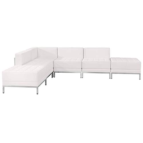 Flash Furniture HERCULES Imagination Series White LeatherSoft Sectional Configuration, 6 Pieces