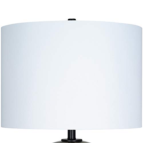 Catalina 21391-003 Mid-Century Modern Round 2-Tone Frosted Glass Table Lamp with Antique Brass Accents, 27.25", Smoke Grey/Black