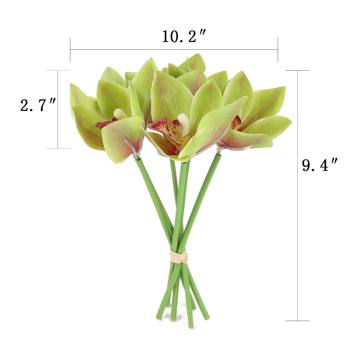 Blooming Paradise 12pcs Real Touch Artificial Fake Plants Silk Cymbidium Orchid Flowers Arrangements Wedding Bouquets Decorations Plastic Floral Table Centerpieces Home Kitchen Garden Party White