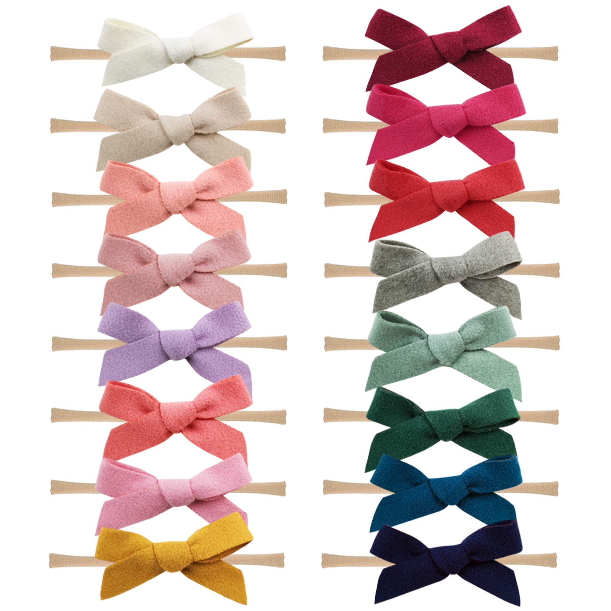Prohouse 16PCS Baby Nylon Headbands Hairbands Hair Bow Elastics for Baby Girls Newborn Infant Toddlers Kids