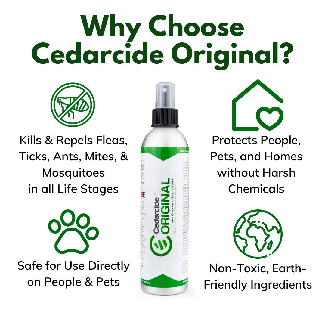 Cedarcide Original Bug Spray | Repel & Kill Fleas, Ticks, Mosquitoes, Mites, Ants & Chiggers | for use on People, Pets & Home | Natural Cedar Oil | Large Size Kit