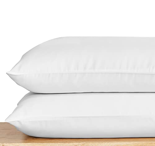 CALIFORNIA DESIGN DEN Luxuriously Soft Hotel Quality 600 Thread Count, 100% Cotton Set of 2 Cases, Crisp & Cool White Standard Pillow Cases Fits Standard & Queen Pillows (Bright White)