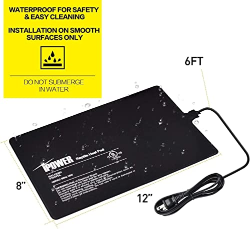 iPower 8 by 12-inch Under Tank Heat Mat Reptile Heating pad with Digital Temperature Control Thermostat Combo Set for Amphibians Hermit Crab Snake Lizard (PTHTPDCTRLHTPDL)