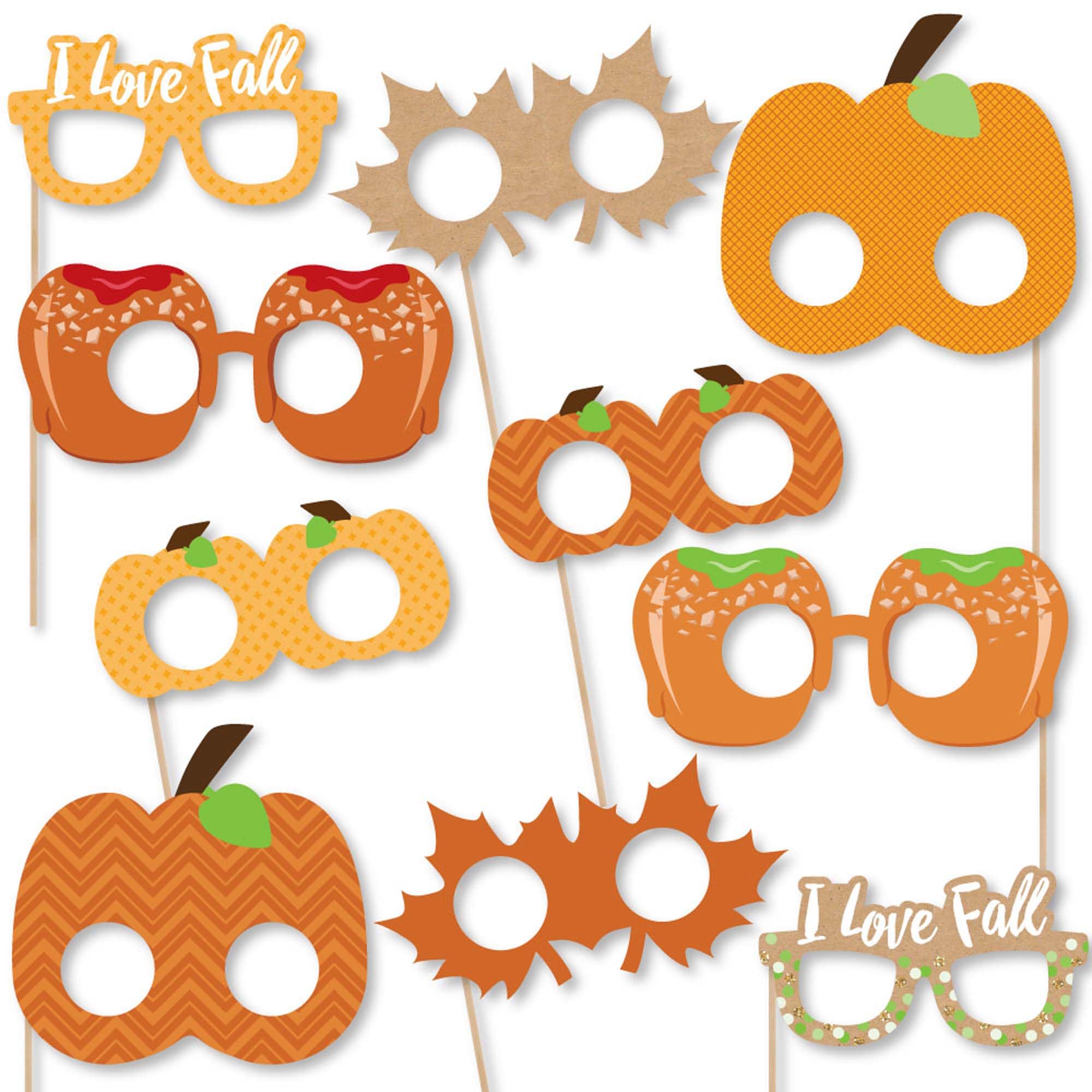 Big Dot of Happiness Pumpkin Patch - Fall Photo Booth Props - Fall Photo Props - Thanksgiving Decorations - Halloween Decorations- Photo Booth Props - Fall DĂŠcor - 10 Count