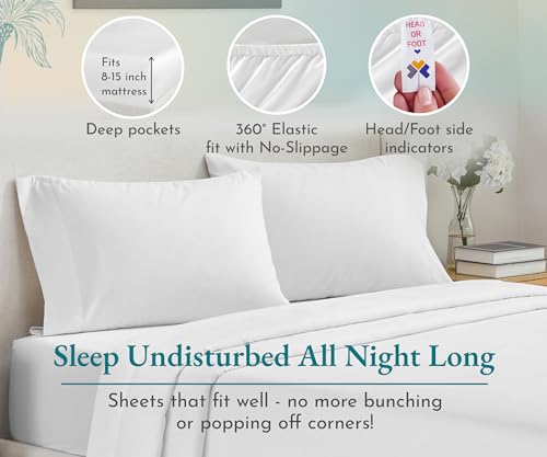 California Design Den 5 Piece Split King Size Sheet Set - 100% Cotton 500 Thread Count, Cooling Deep Pocket Bedding for Adjustable Bed, 2 Twin-XL Fitted Elastic Sheets & Pillowcases - Pure White