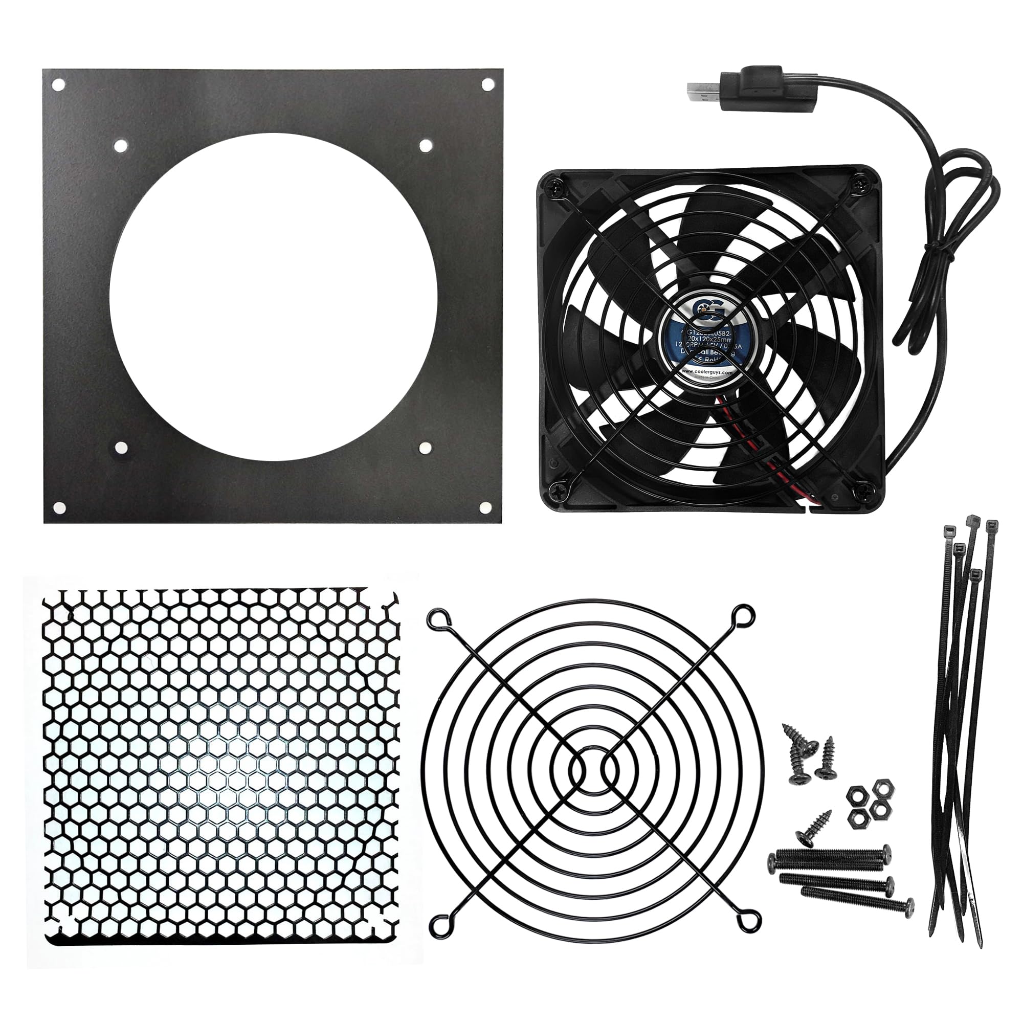 Coolerguys PRO-Metal Series Single 120mm USB Powered Cooling Kit Cabcool1201-M-USB